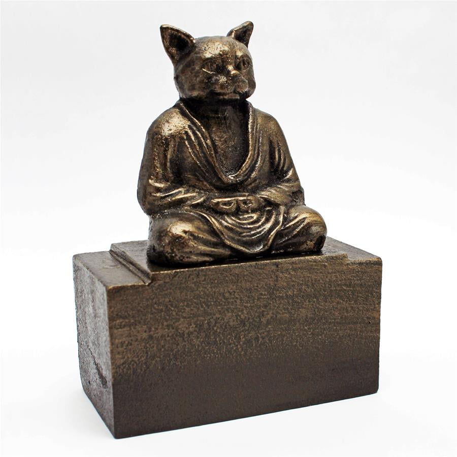 Design Toscano Spirit of Zen: Meditating Cat Cast Iron Bookend ...