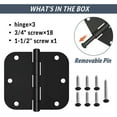 3 Pack 3.5 Inch Matte Black Rounded Door Hinges with 5/8" Radius for ...