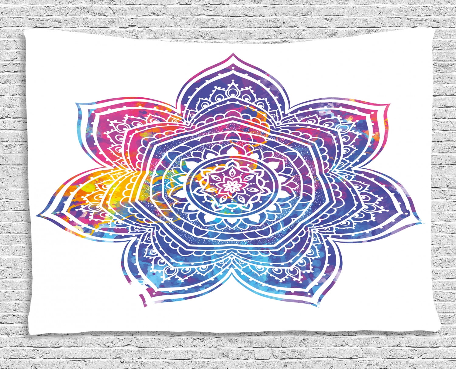 Lotus Tapestry, Watercolor Stylized Vivid Mandala Ethnic Indian ...