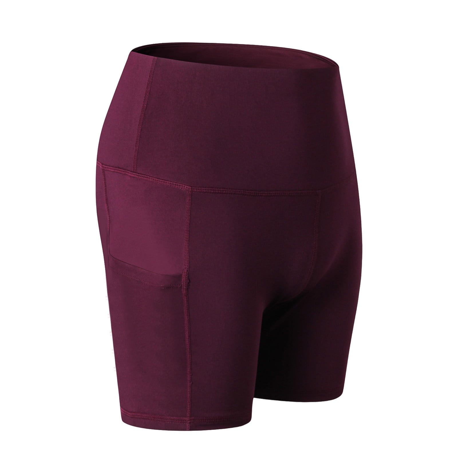 Zodggu Womens Wine Bermuda Shorts Womens Sports Pants High Waist Yoga