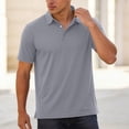 Aofany Turn Down Collar T-Shirt for Men Casual Solid Color Short Sleeve ...