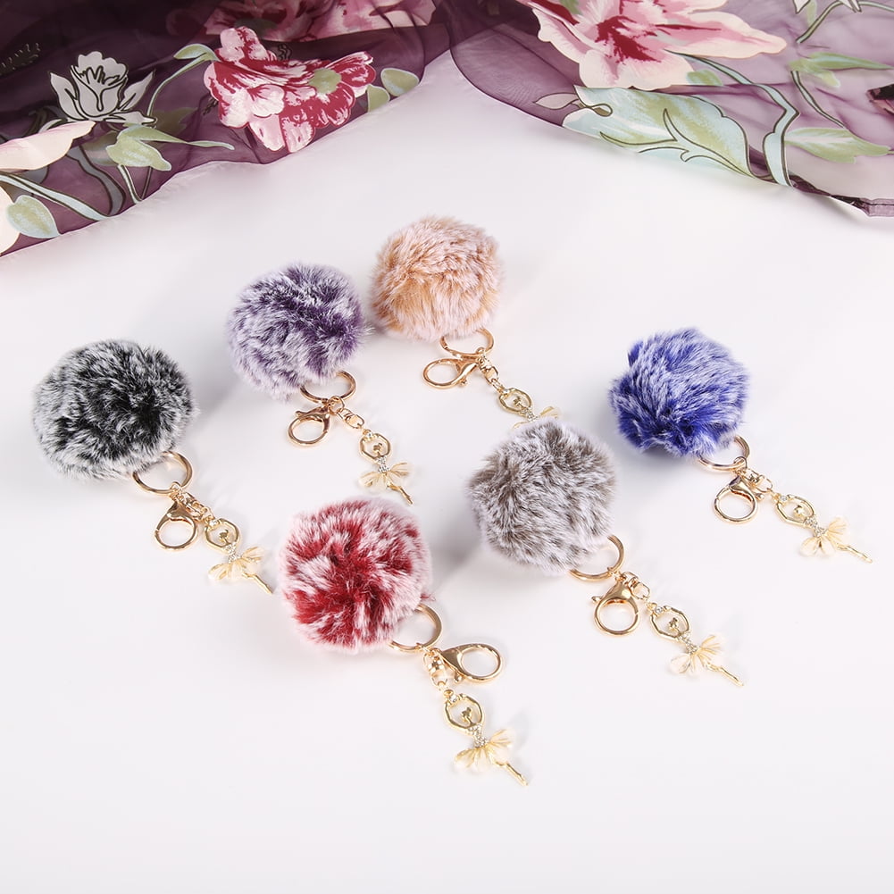 Yesbay Cute Dancing Angel Keychain Pendant Women Key Ring Holder Pompom ...