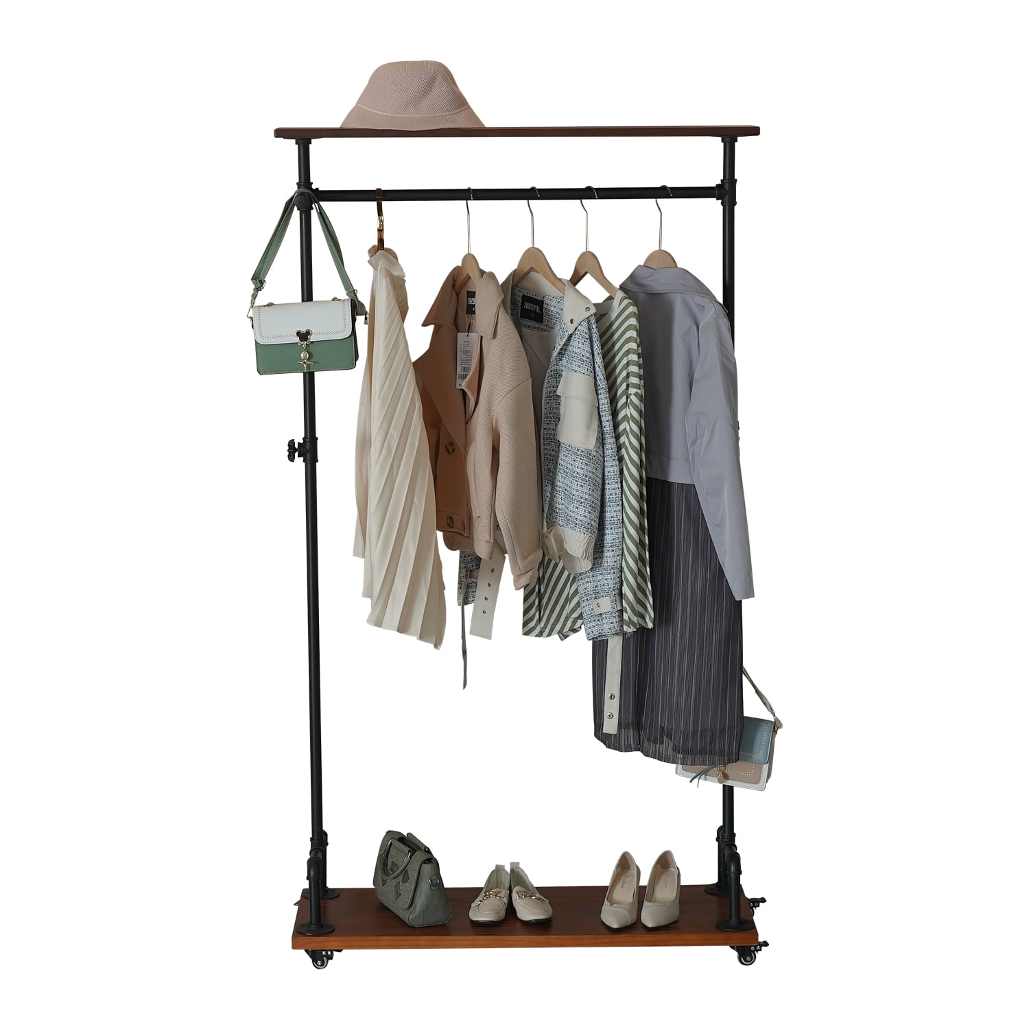 Industrial Pipe Clothing Rack, Freestanding Industrial Garment Rack ...