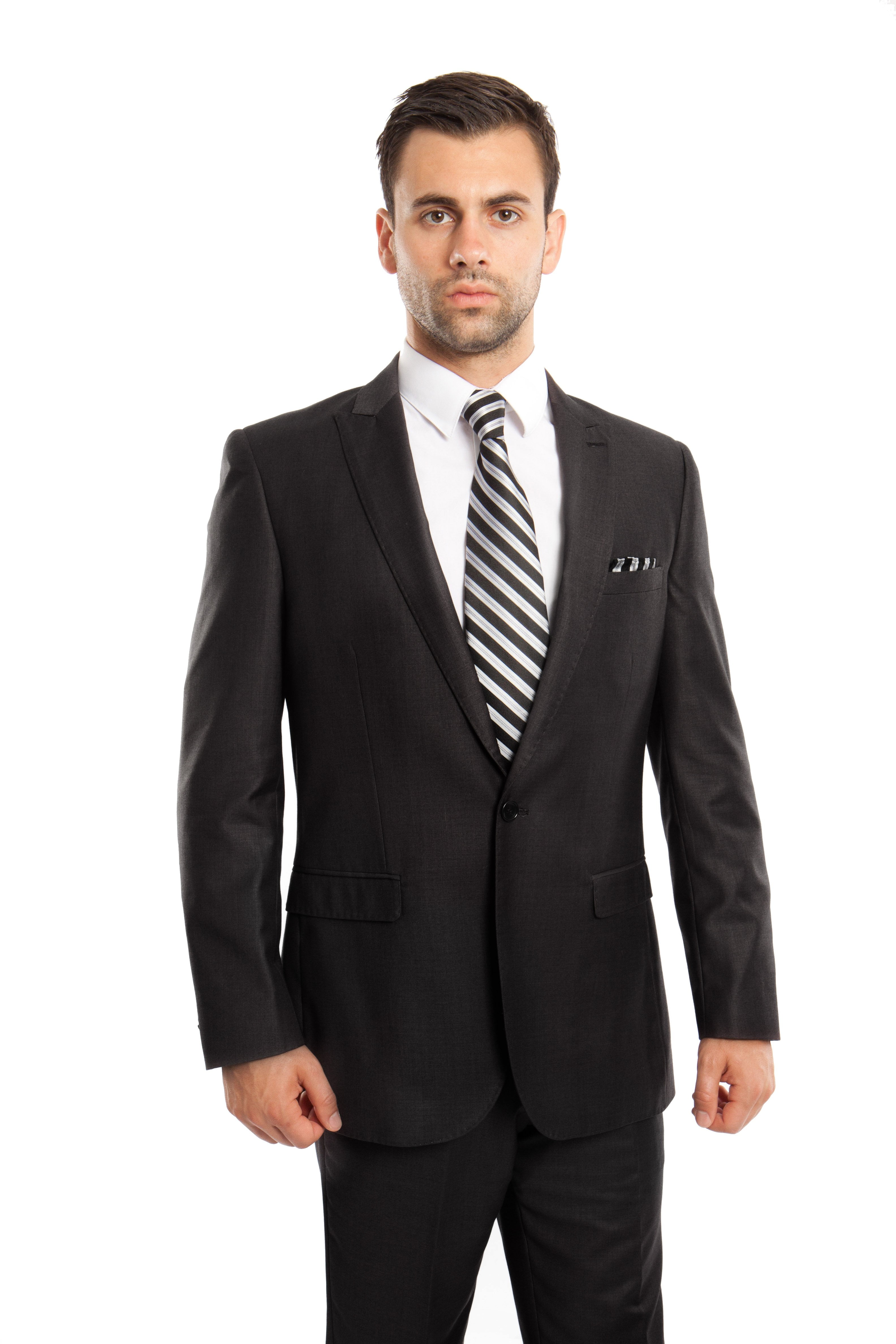 Mens Suit Two Piece One Button Peak Lapel Solid Suits - Walmart.com