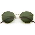 Modern Full Metal Round Sunglasses Neutral Colored Flat Lens 51mm (Gold ...