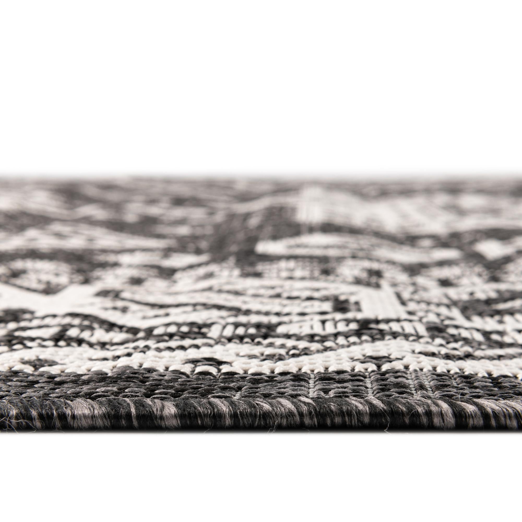 Rugs.com Outdoor Aztec Collection Rug – 10 Ft Round Charcoal Gray ...