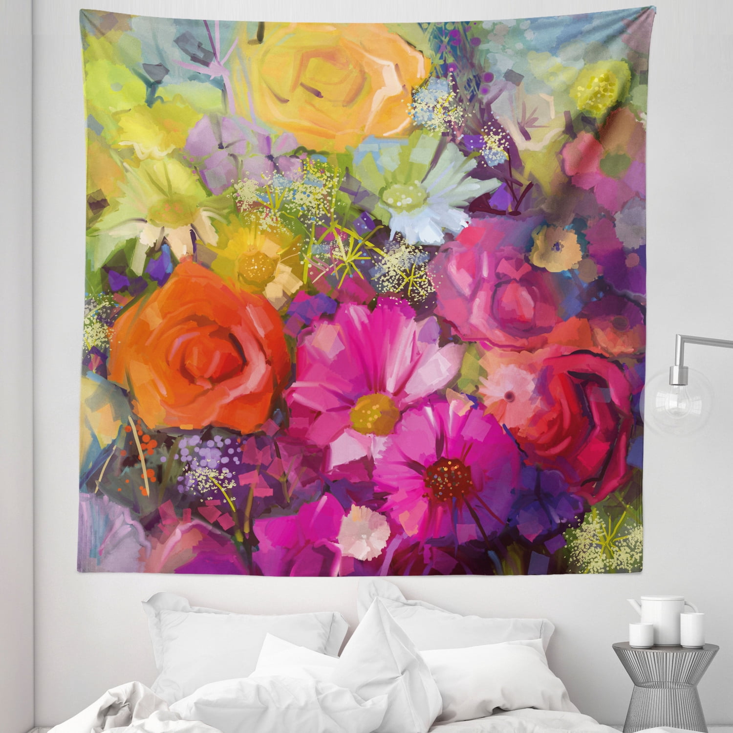Floral Tapestry, Vibrant Flower Bouquet with Daisy Peony Gerbera Petals ...