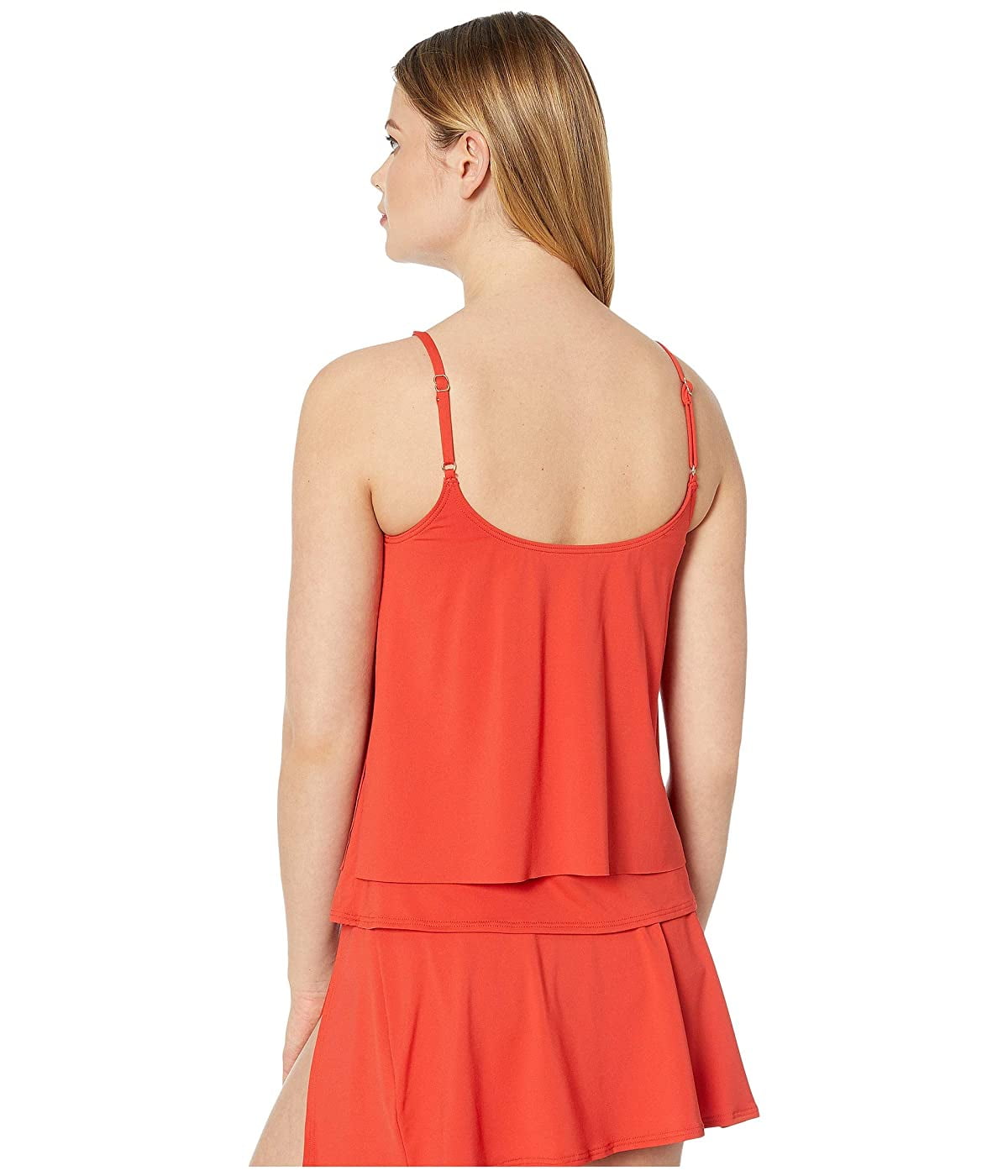 MICHAEL Michael Kors Iconic Solids Double Layer Tankini Top Persimmon ...
