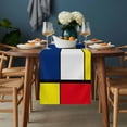 Abstract Color Block Cotton Linen Table Runner Yellow Red Blue ...