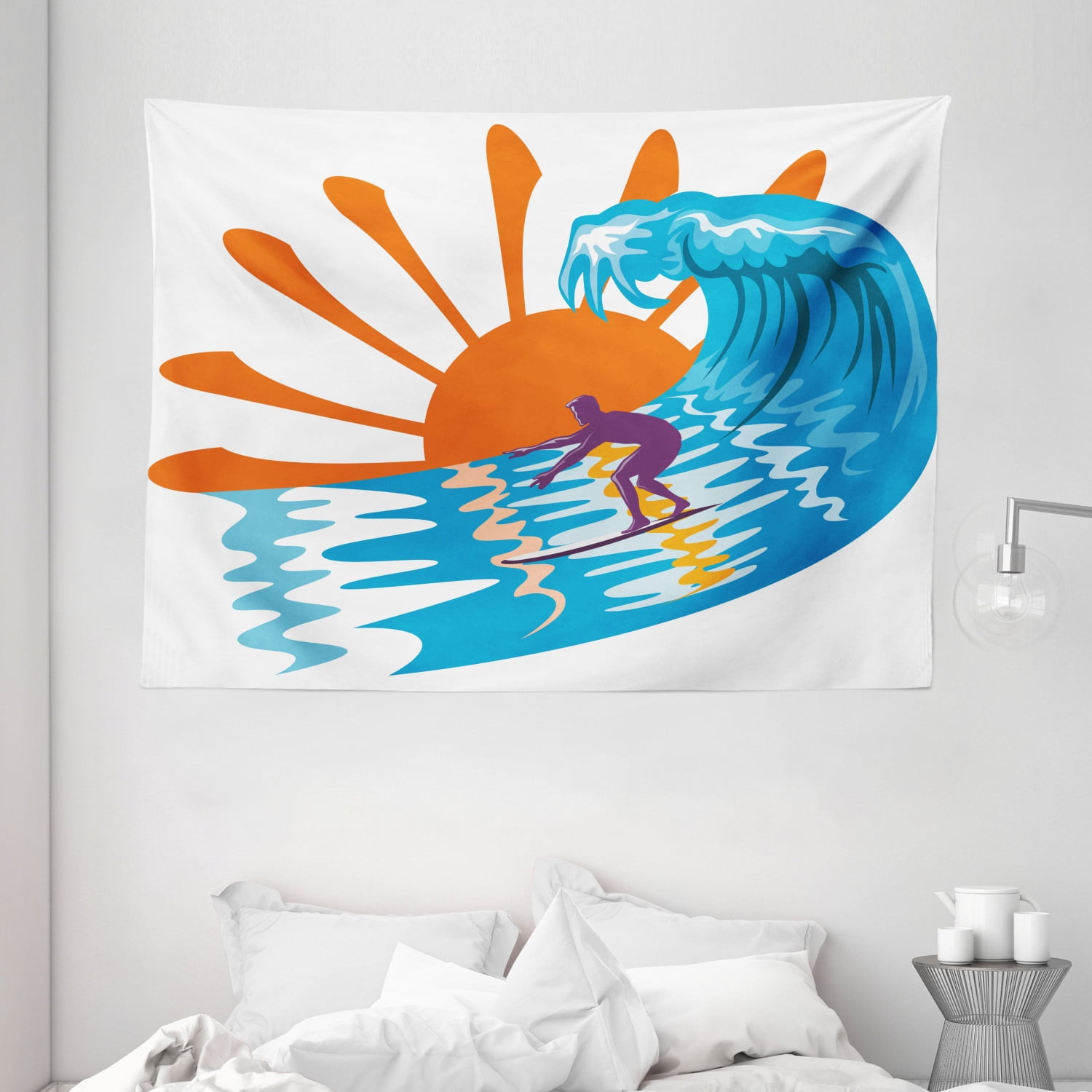 Summer Tapestry, Beach Hot Vibes Surfing Sport Sea Ocean Waves Sun ...