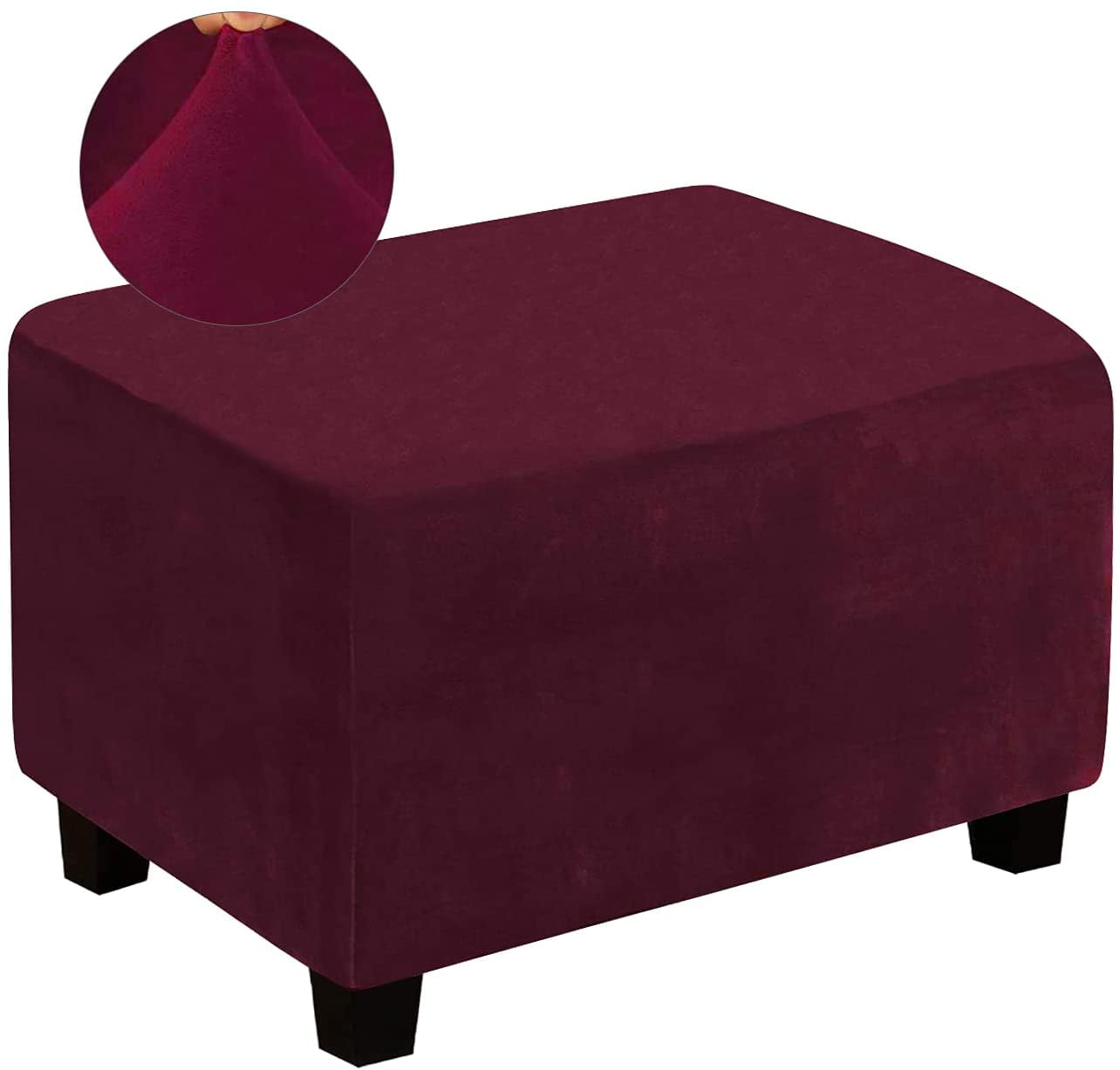 Shanna Stretch Ottoman Cover Rectangle Foot Stool Protector Covers ...