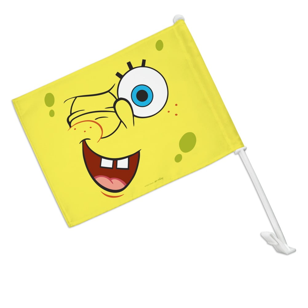 SpongeBob Winking Face Car Truck Flag with Window Clip On Pole Holder ...