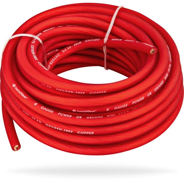 InstallGear 8 Gauge Red 25ft Power/Ground Wire - OFC (99.9% Oxygen-Free ...