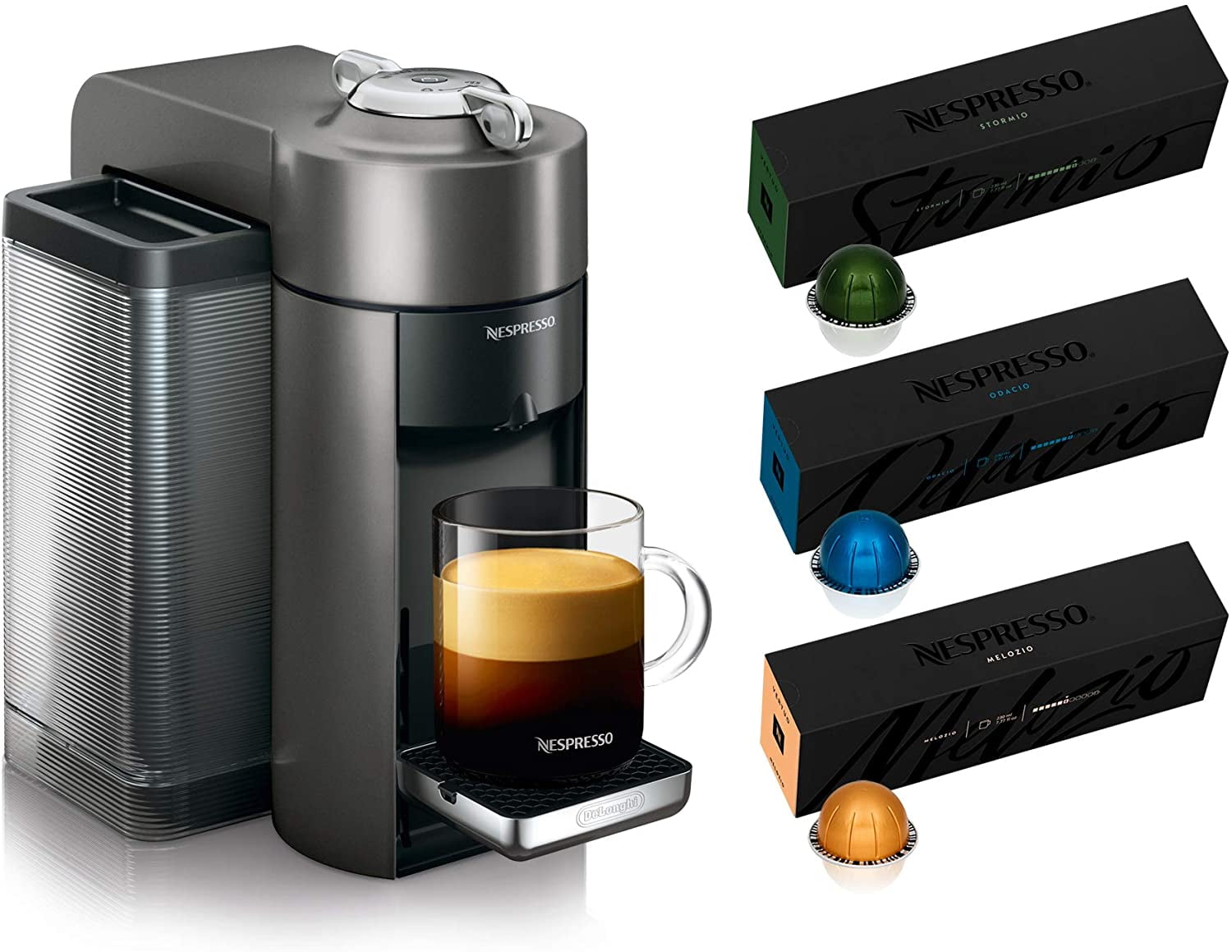Nespresso ENV135GY Coffee and Espresso Machine by De'Longhi, Graphite ...