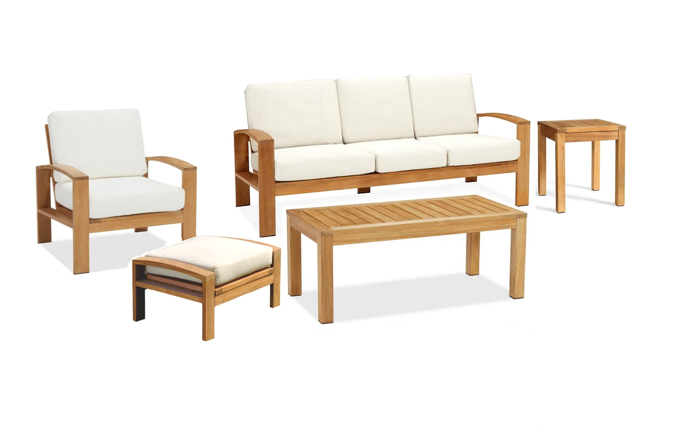Madras 5 Pc Sofa Set: Sofa, Lounge Chair, Ottoman, Coffee Table & Side ...
