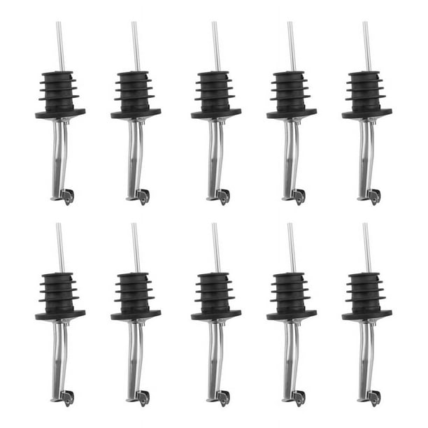 Juego de 10 vertedores de vino de acero inoxidable para botellas de vino, licor, aceite de oliva ...