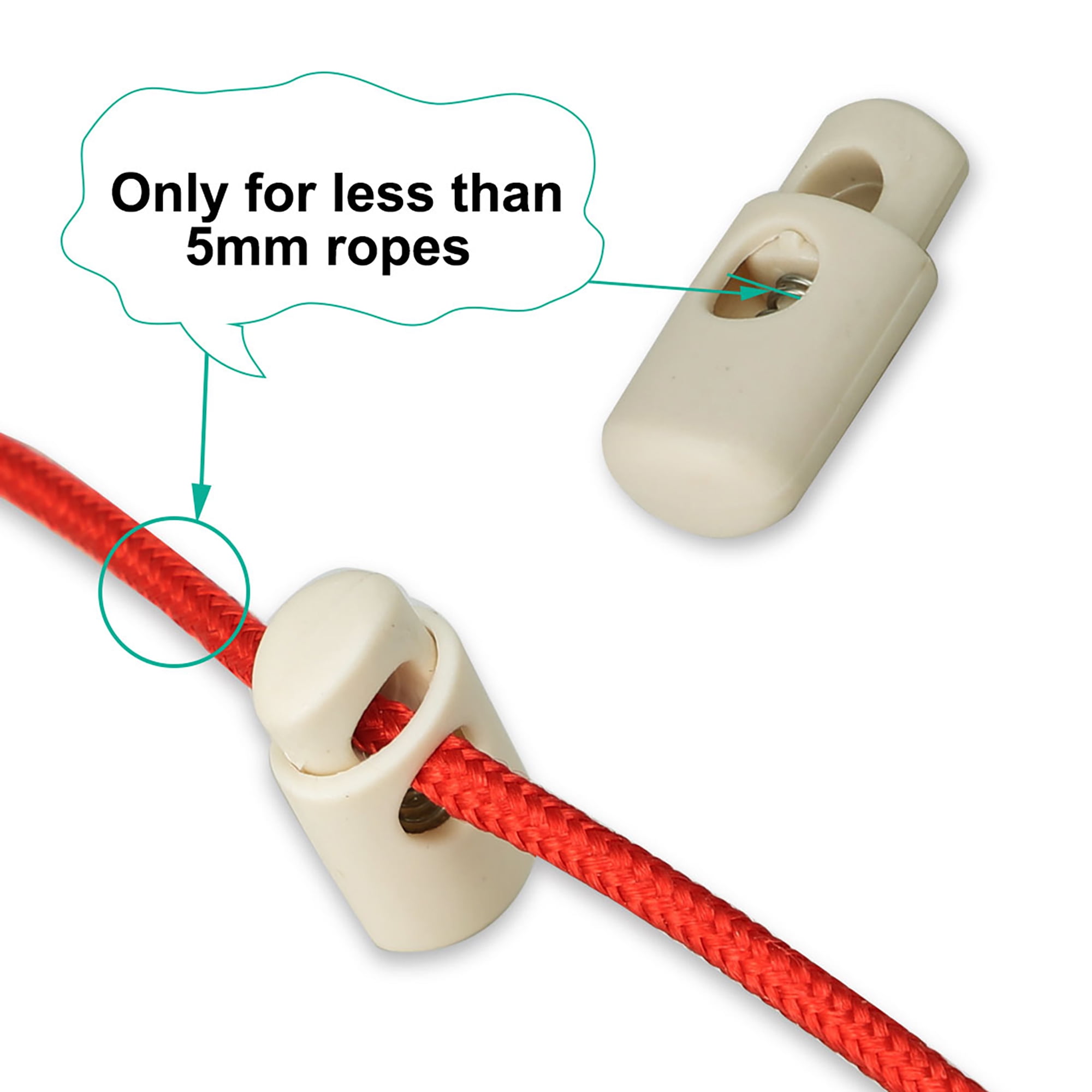 40pcs Spring Cord Locks Plastic End Clip Stoppers Fastener Single Hole ...