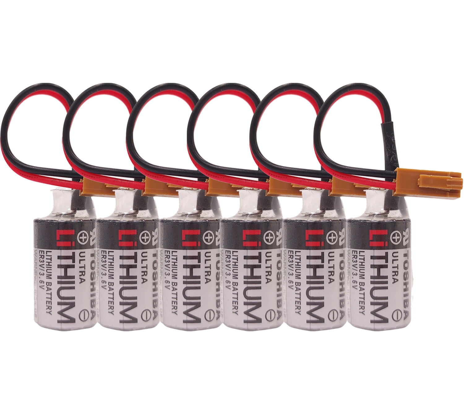 6 PCS CPM2A-BAT01 ER3V 3.6V 1000mAh PLC Battery with Small Brown Plug ...