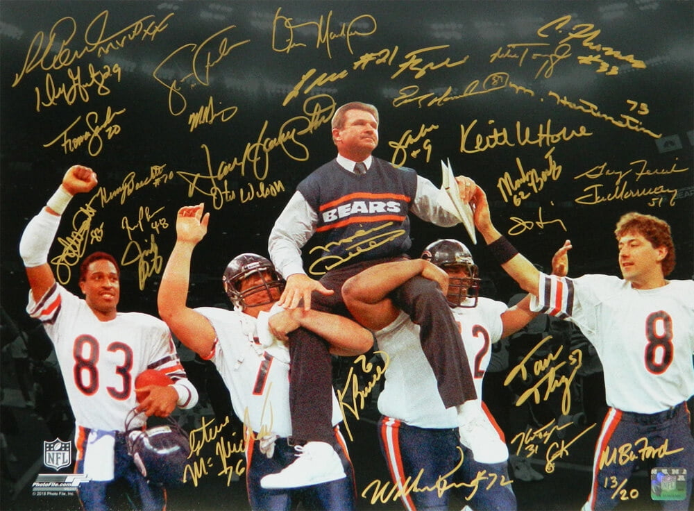 1985 Chicago Bears Team Signed Super Bowl XX Ditka Carried Off Field ...