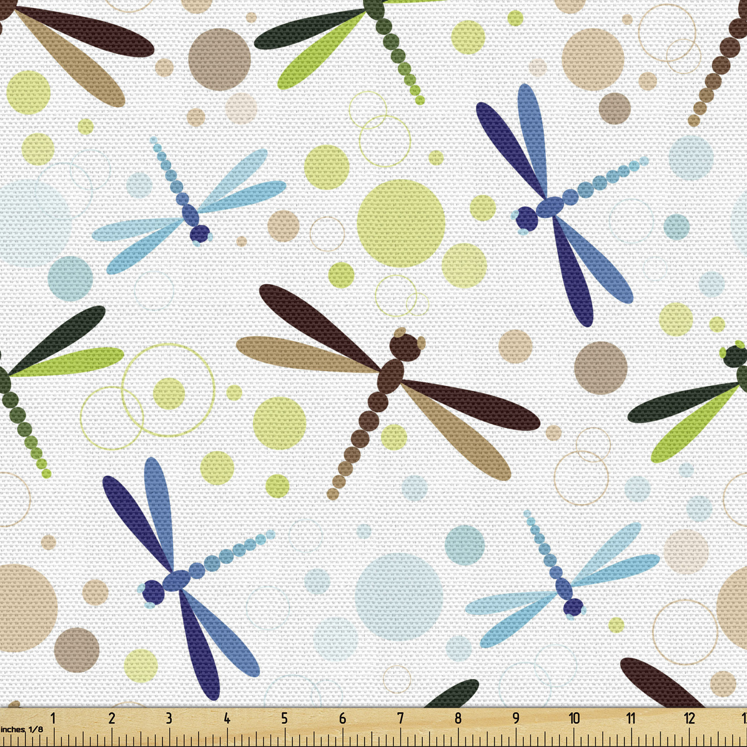 Dragonfly Fabric by the Yard, Colorful Toned Flying Dragonflies Pattern ...