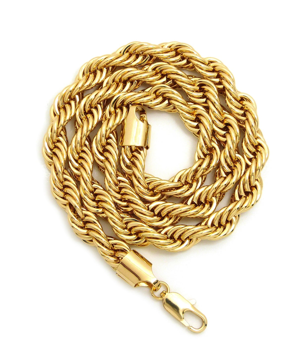 Hip-Hop Rapper's Style 10mm Rope Chain Necklace in Gold-Tone, 24 ...