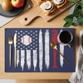 Baseball USA Flag Cotton Linen Placemats Set of 8, Distressed Vintage ...