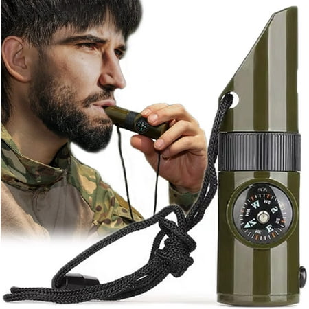 Emergency Survival Whistle,7-in-1 Whistle with LED,Compass and ...