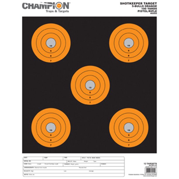 Champion Traps and Targets Shotkeeper 5 Bulls, 12-Pack Orange, Large ...
