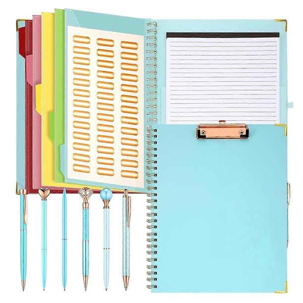 Refillable Notepad Ballpoint Pen Set,5Dividers with 10 Storage Pockets ...