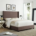 Casey Wingback Upholstered Queen Bed In Bourbon Linen - Walmart.com