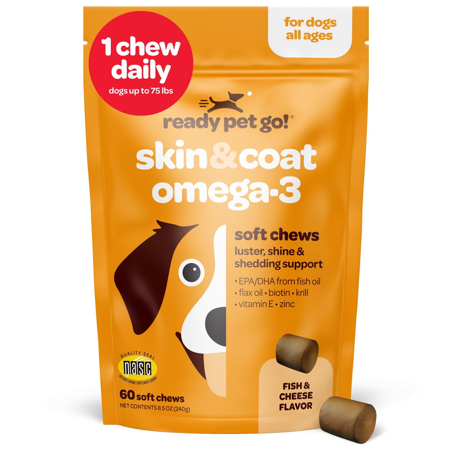 Suplemento Ready Pet Go! Omega 3 para piel y pelo de perro, 60 ...