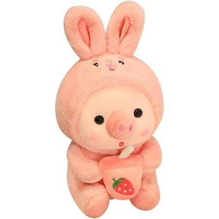 Xizioo Plush Boba Pig Stuffed Animal Toy - 15.7 Inch Plushie Pig with ...