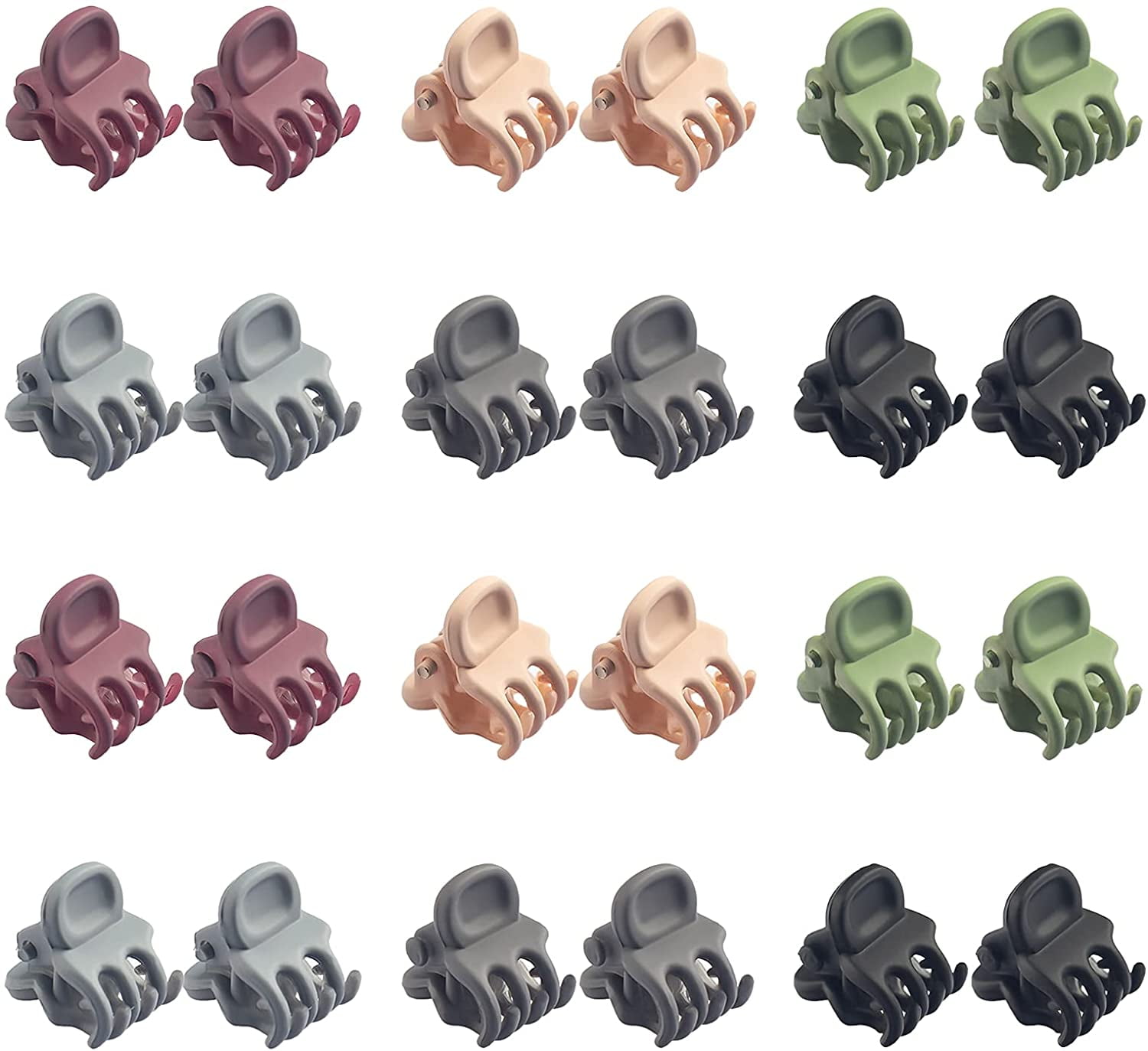 24 Piece Simple Matte Texture Mini Hair Clip Small Pla tic Claw ...