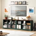 6 Cube Storage Organizer - 47.4" Wood Low Bookshelf, 3 Tier Horizontal ...