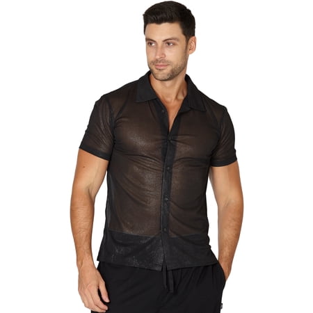 Mens Sheer Camp Top, Black, Medium | Walmart Canada