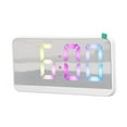 White Digital Alarm Clock with LED Mirror Screen Fashion Electronic ...