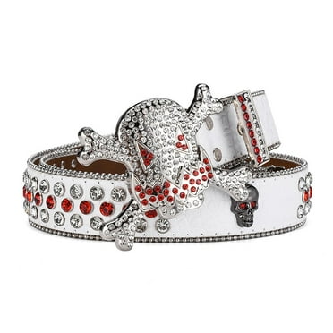 Snap On 1 1/2" Skull & Cross Bone Printed Punk Rock Studded Belt ...