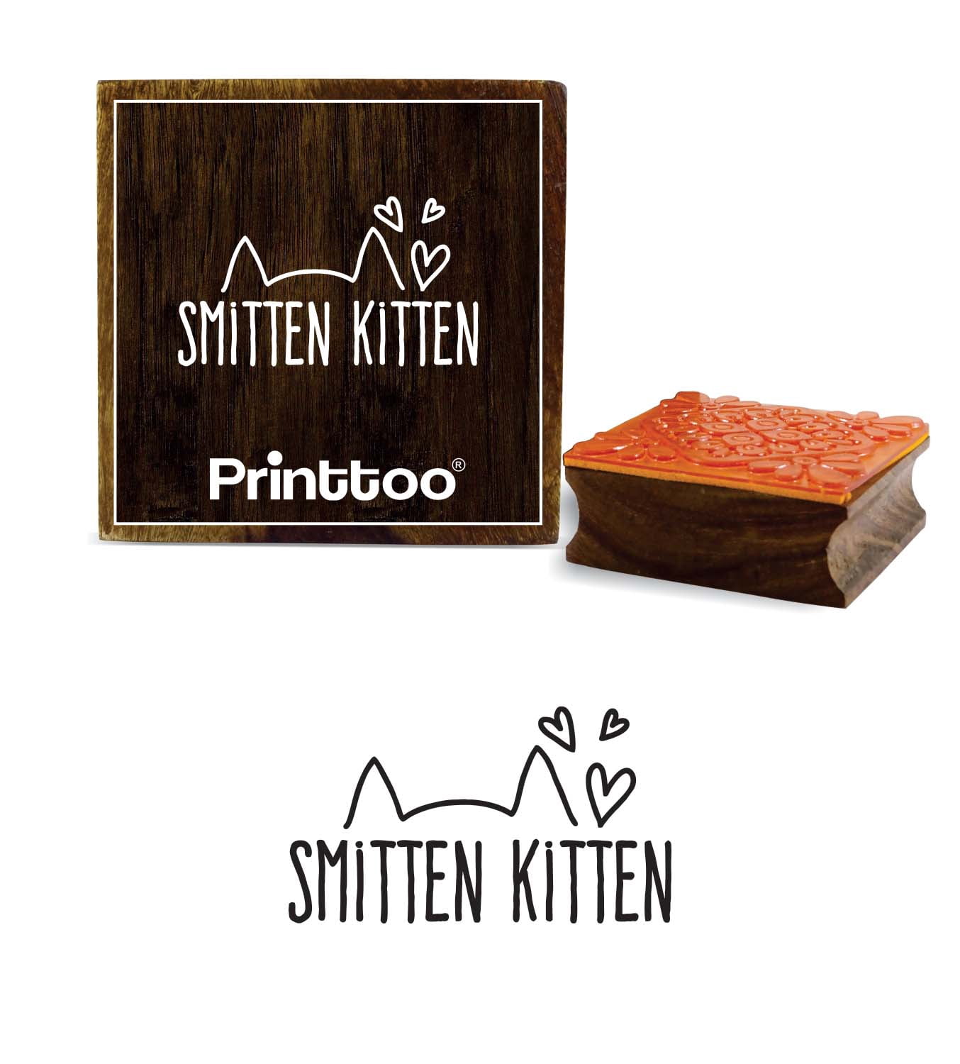 Printtoo Diary Card Print Smitten Kitten Word Design Wooden Rubber ...