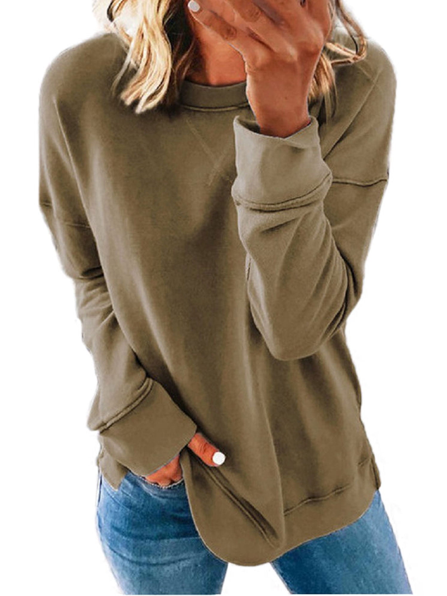 UKAP Plus Size Crew Neck Sweatshirt Pullover T-Shirt For Women Ladies ...