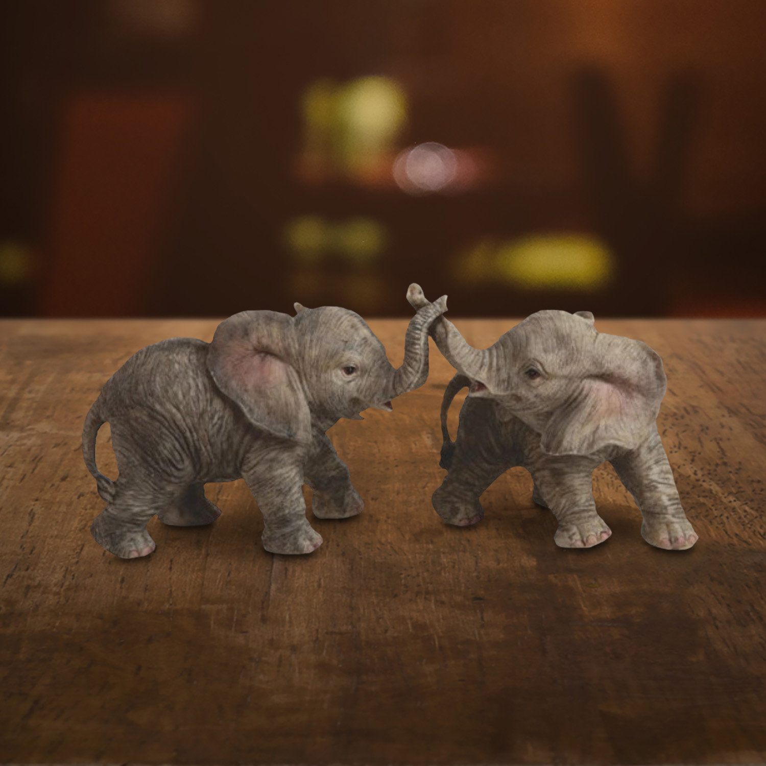 ICE ARMOR 2-PC Baby Elephant Playing Together 10.5"W Figurine Set ...