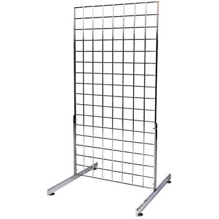Floor Standing Gridwall Mesh Display Panel 2ft Wide x 5ft High Chrome ...
