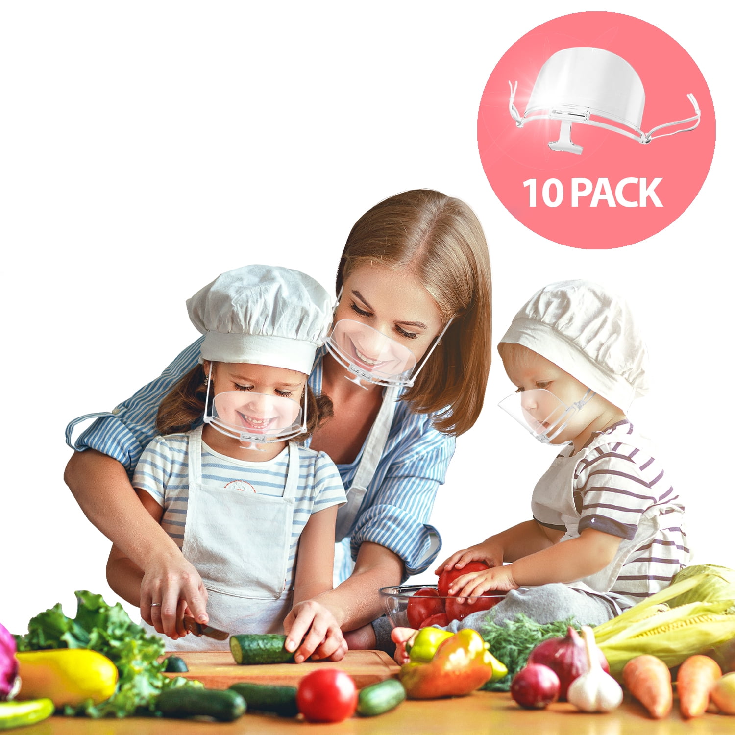 PARTYSAVING 10x Reusable Clear Plastic Face Cover Sneeze Guard for ...