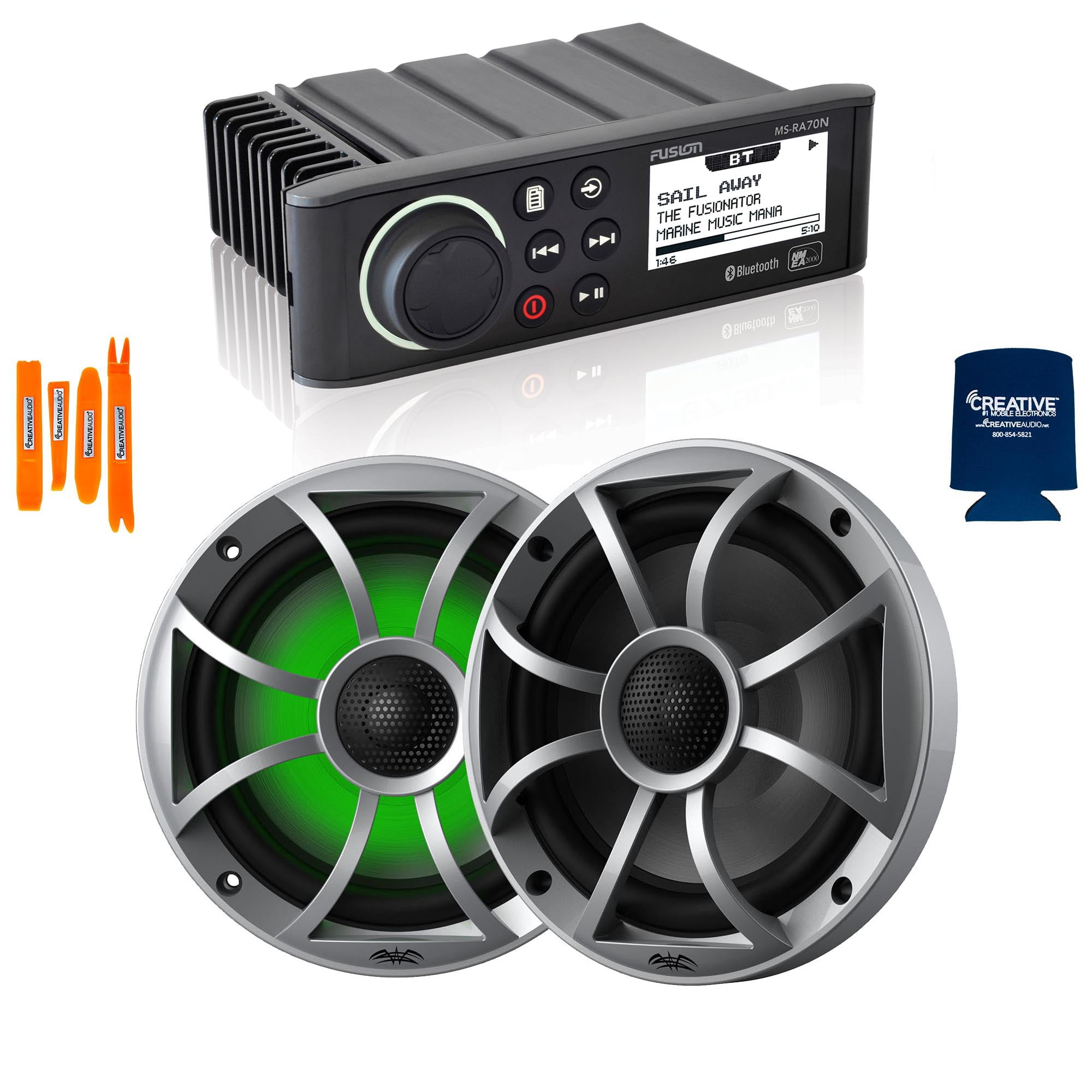 Fusion MS-RA70N Marine AM/FM/BT/NEMA2000 Stereo with 1 Pair RECON 6-S ...
