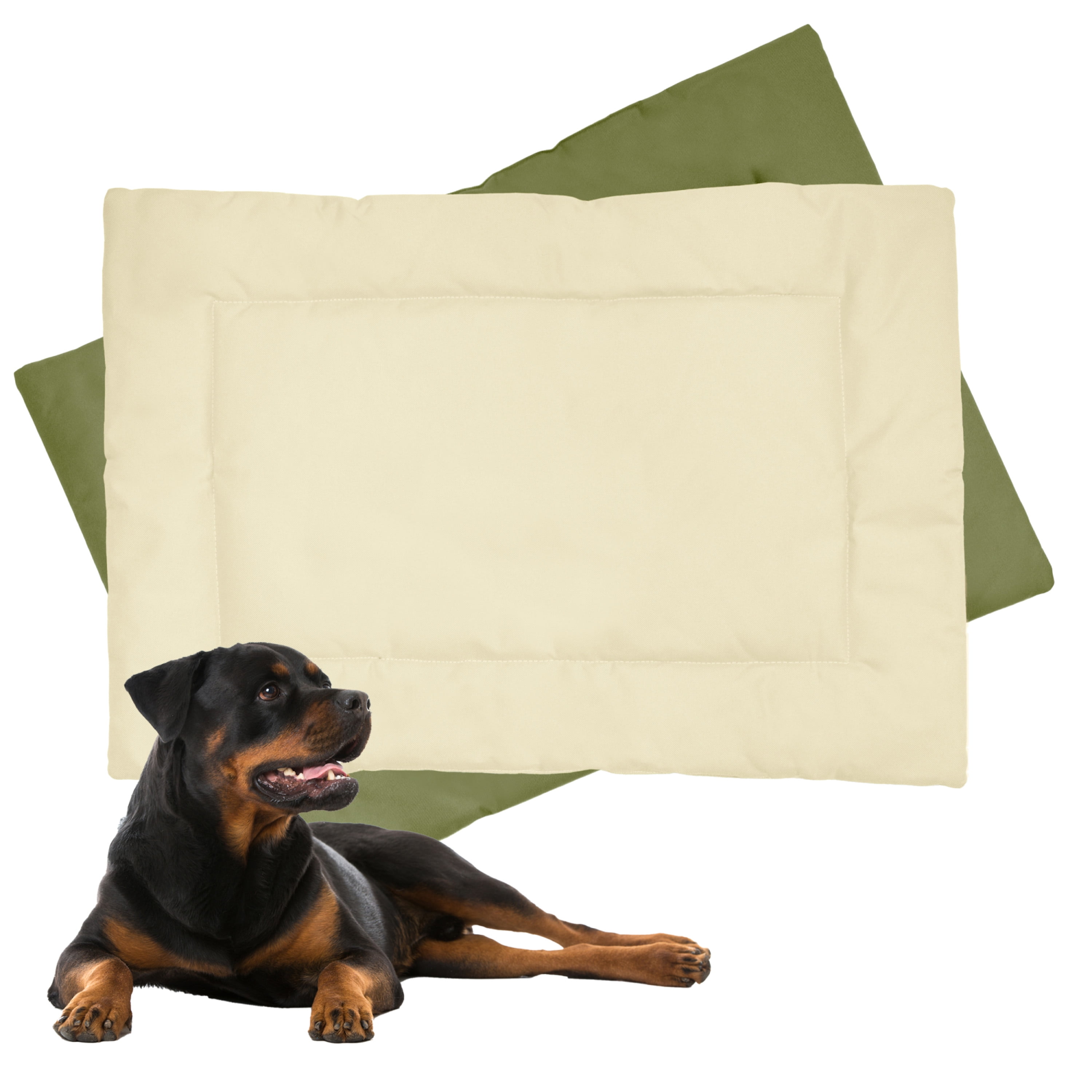 Downtown Pet Supply Waterproof Dog Crate Mat, Olive/Light Beige, L ...