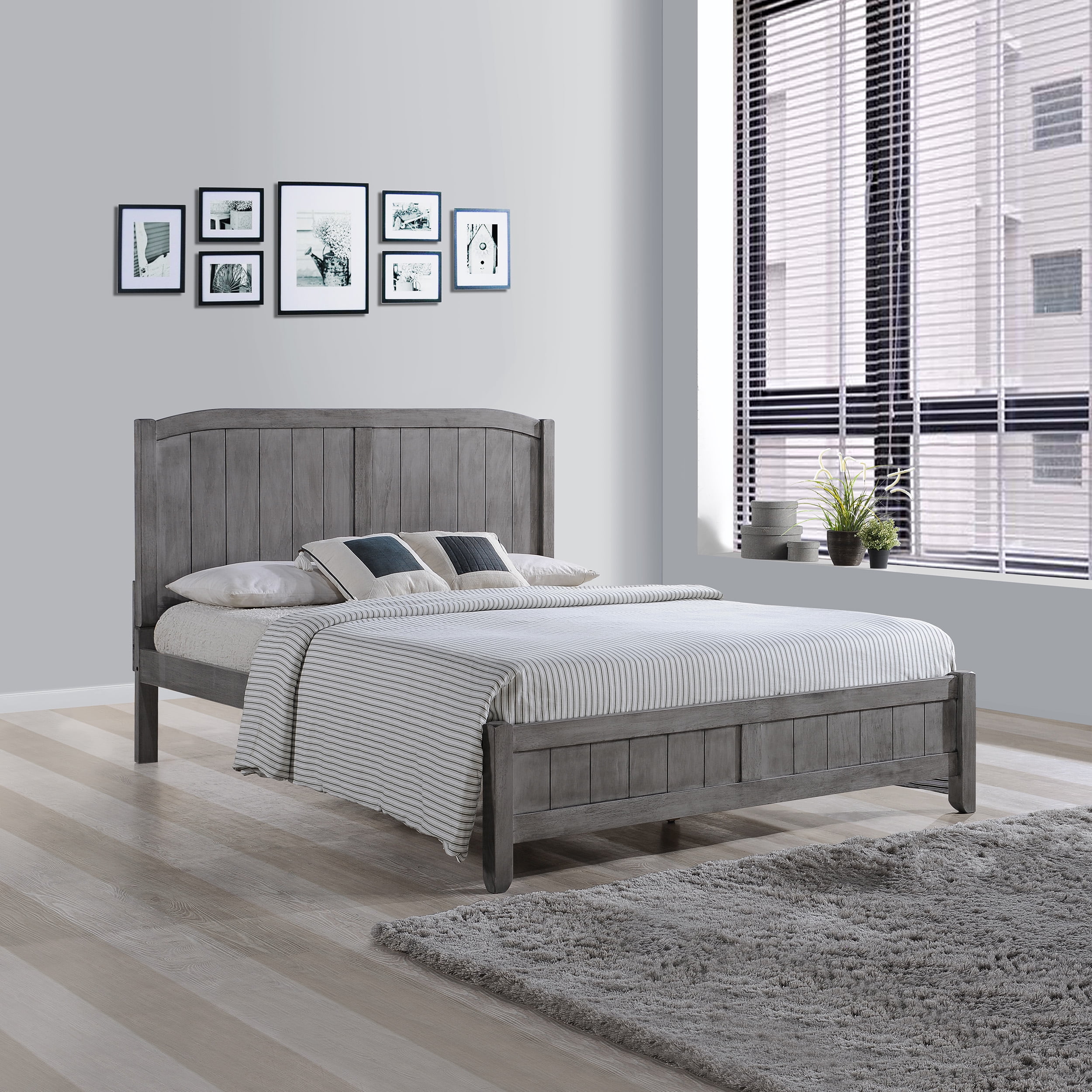 Noble House Summer Rustic Wooden Queen Platform Bed, Rustic Gray ...