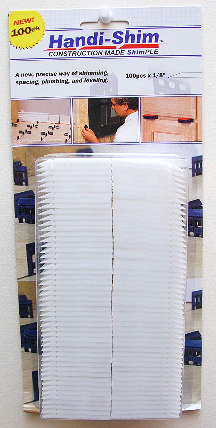 Handi-Shim HS18100WH Plastic Construction Shims/Spacers, 100 Pack, 1/8 ...