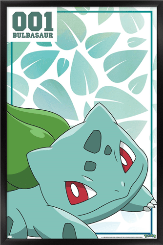 Pokémon - Bulbasaur 001 Wall Poster, 22.375" x 34", Framed - Walmart.com
