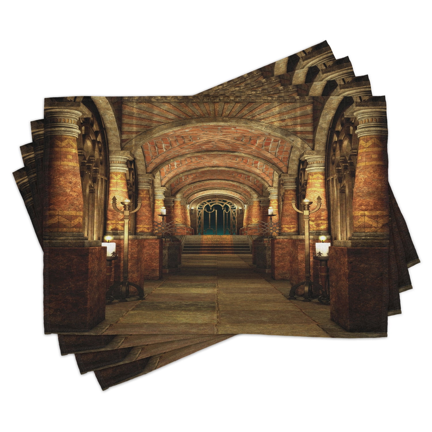 Ambesonne Gothic Place Mats Set of 4, Secret Passage Medieval, Standard ...