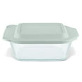 "Pyrex Deep 8"" Square Glass Bakeware with Covered Sage Green Lid ...