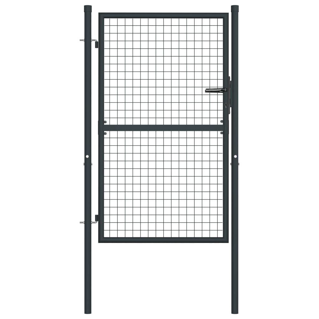 vidaXL Mesh Garden Gate Galvanized Steel Privacy Border Enclosure 68.9 ...
